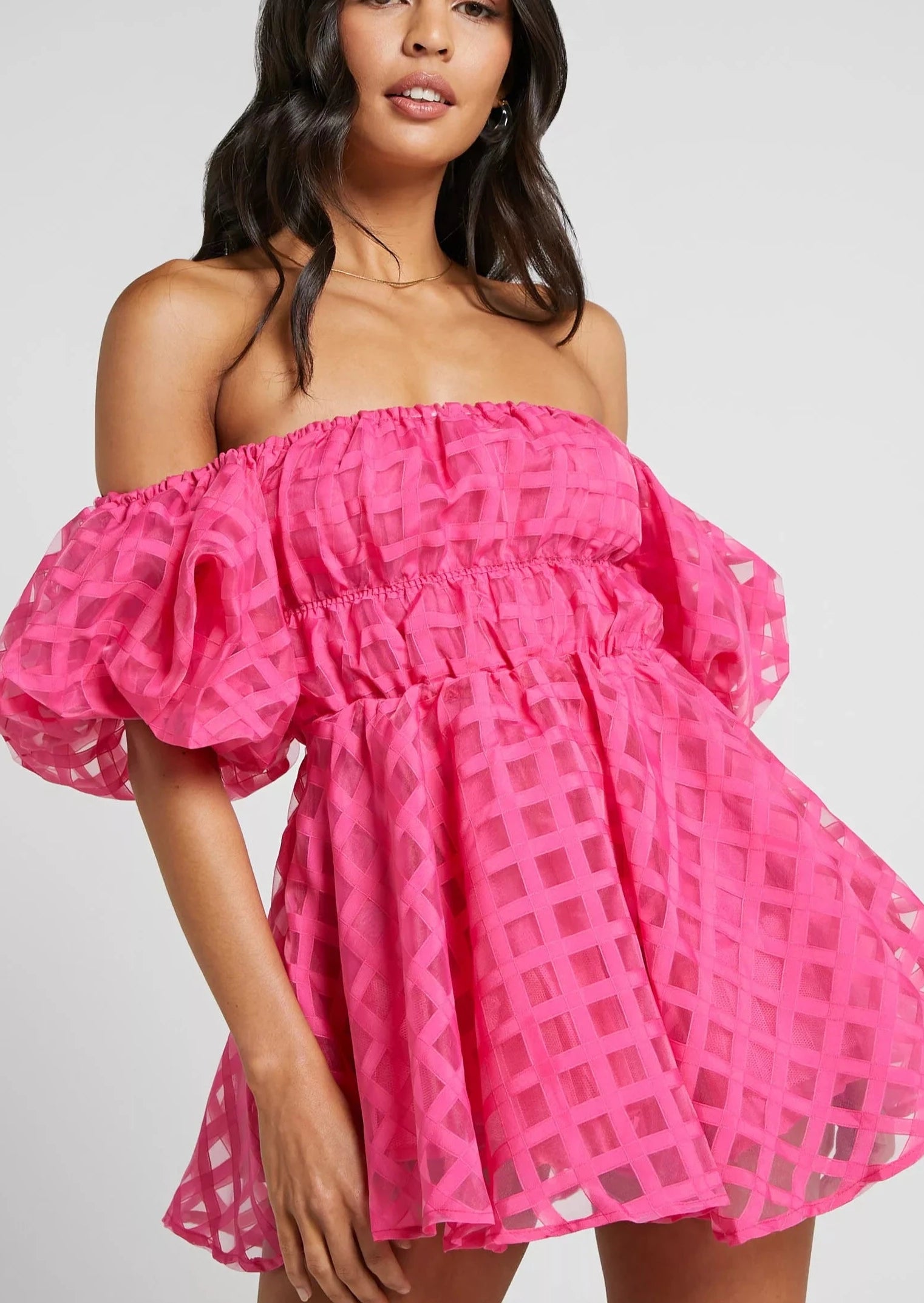 Pink Off-shoulder Dress – WomanLikeU